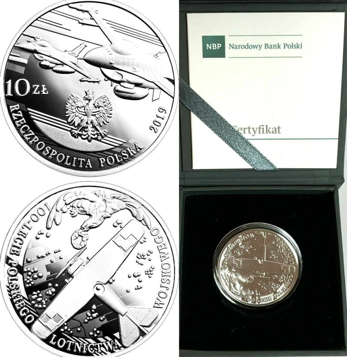2019 Poland Silver 20 Zloty 100th Anniversary Polish Military Aviation ...