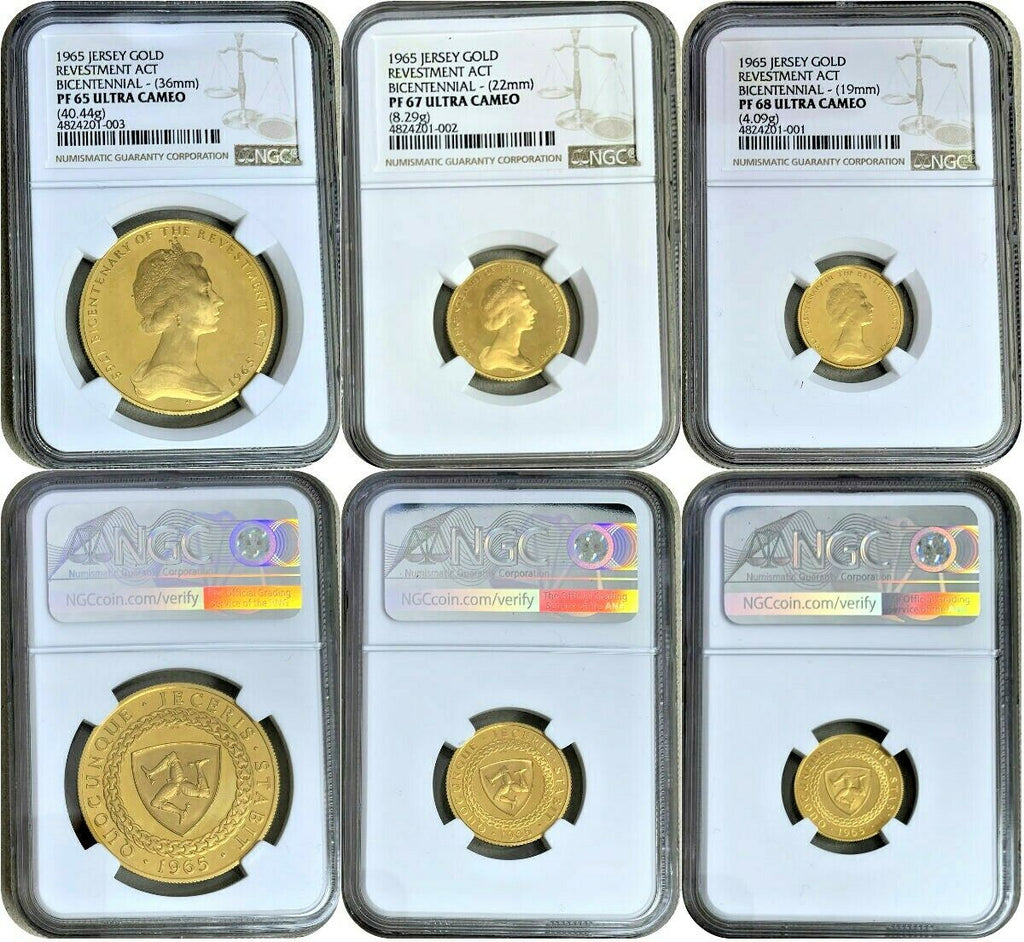Isle of Man 1965 Gold Set 200th Bicentenary of Revestment Act NGC PF65 ...