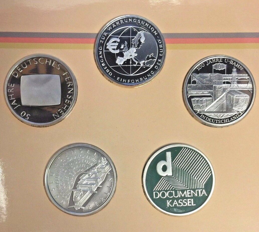 2002 Germany 10 Euro 5 Silver Proof Coins Set Special Edition Deutschl ...