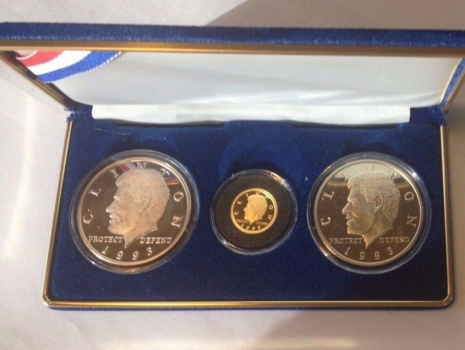 1993 Inauguration Gold Silver Set President Bill Clinton Hutt River Pr ...