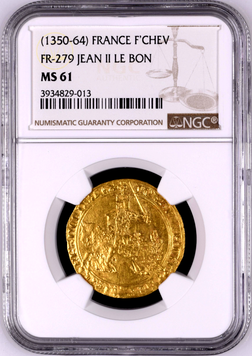 France 1350-1364 Golden Franc on horseback Jean Le Bon John II the Goo ...