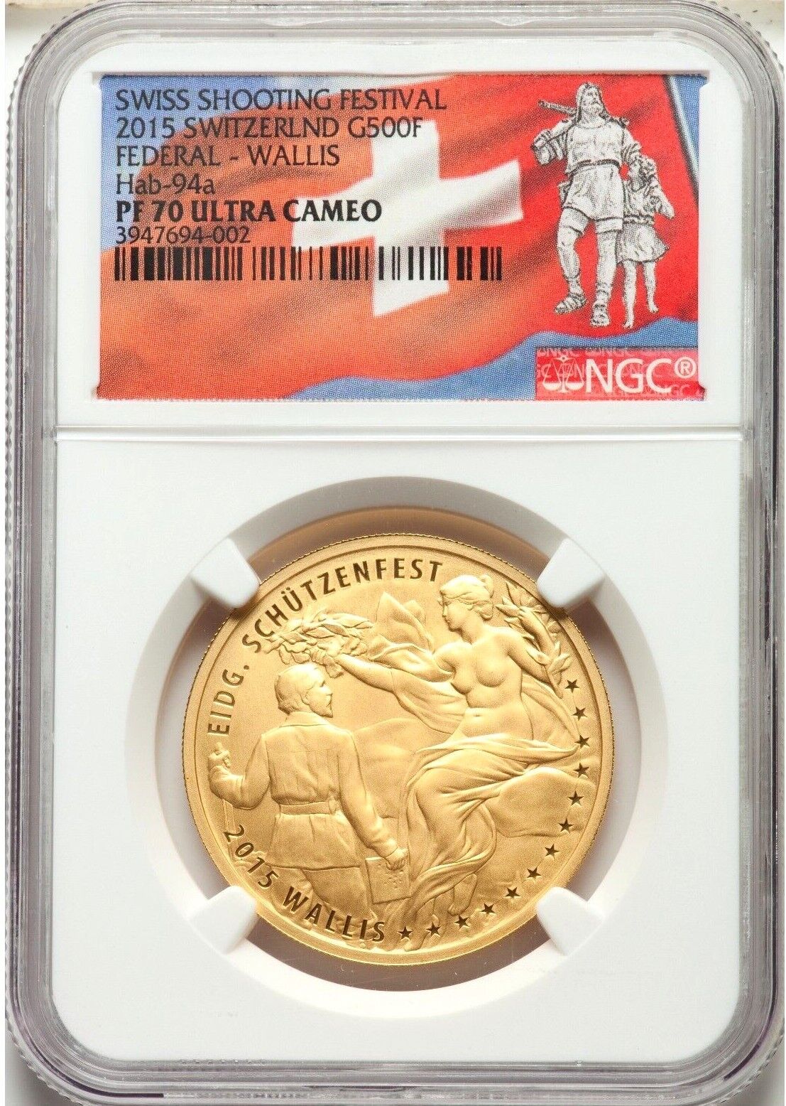 Swiss 2015 Gold Thaler 500 Francs Shooting Festival Wallis NGC PF70 Mi ...